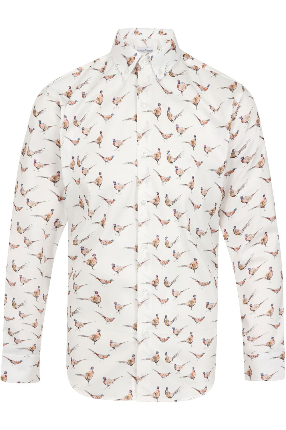 White Pheasant Printed Regular Fit Cotton Shirt