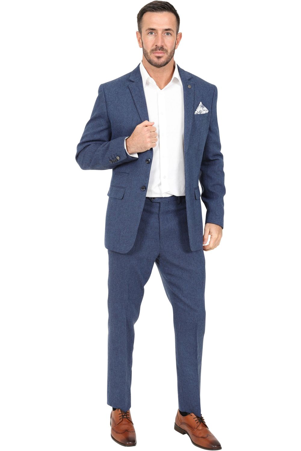 Jenson Samuel Lincoln Blue Herringbone Two Piece Suit