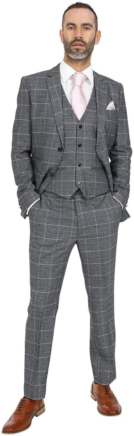 Jenson Samuel Oxford Grey Check Three Piece Suit